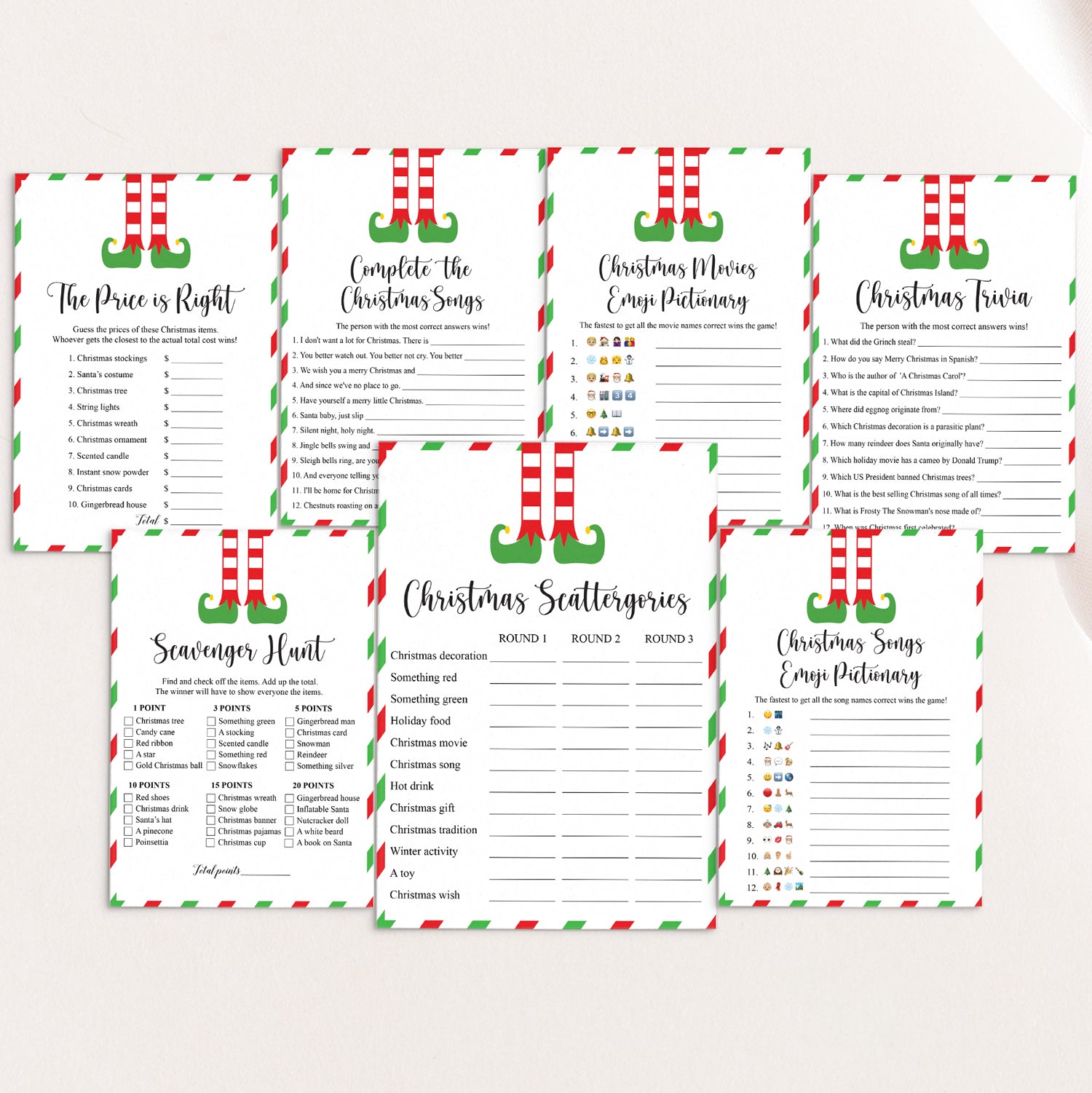 12 Elf Holiday Games Bundle – MomentPrintables