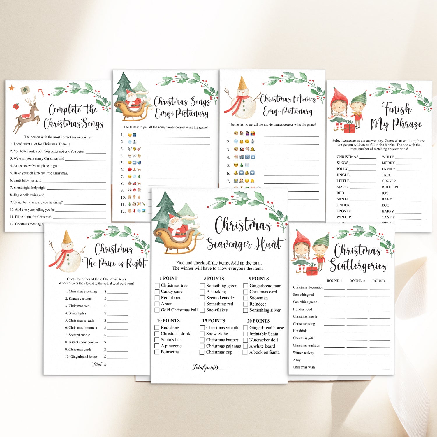 12 Christmas Games Bundle – MomentPrintables