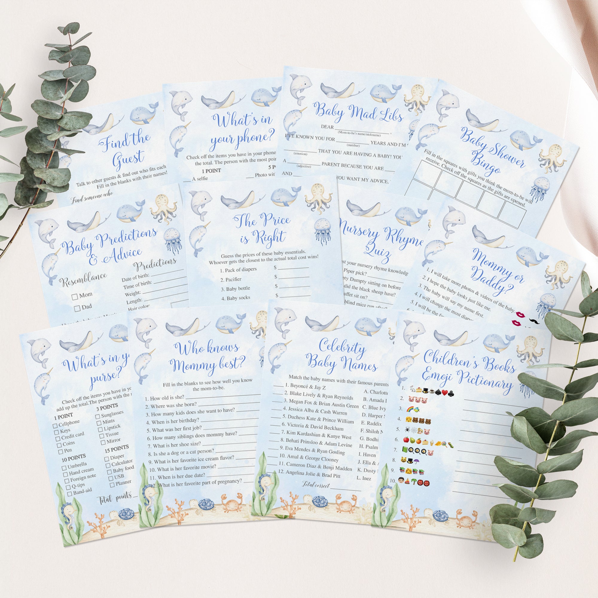 14 Under the Sea Baby Shower Games Printable | Instant Download Fun ...